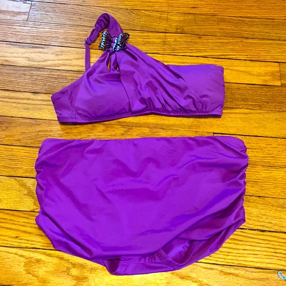 BECCA | Swim | Rare Victorias Secret Purple Skirt Bikini Wbutterfly ...
